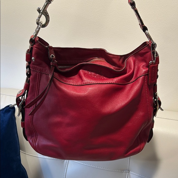 Coach | Bags | Coach Zoe Red Leather Shoulder Bag | Poshmark